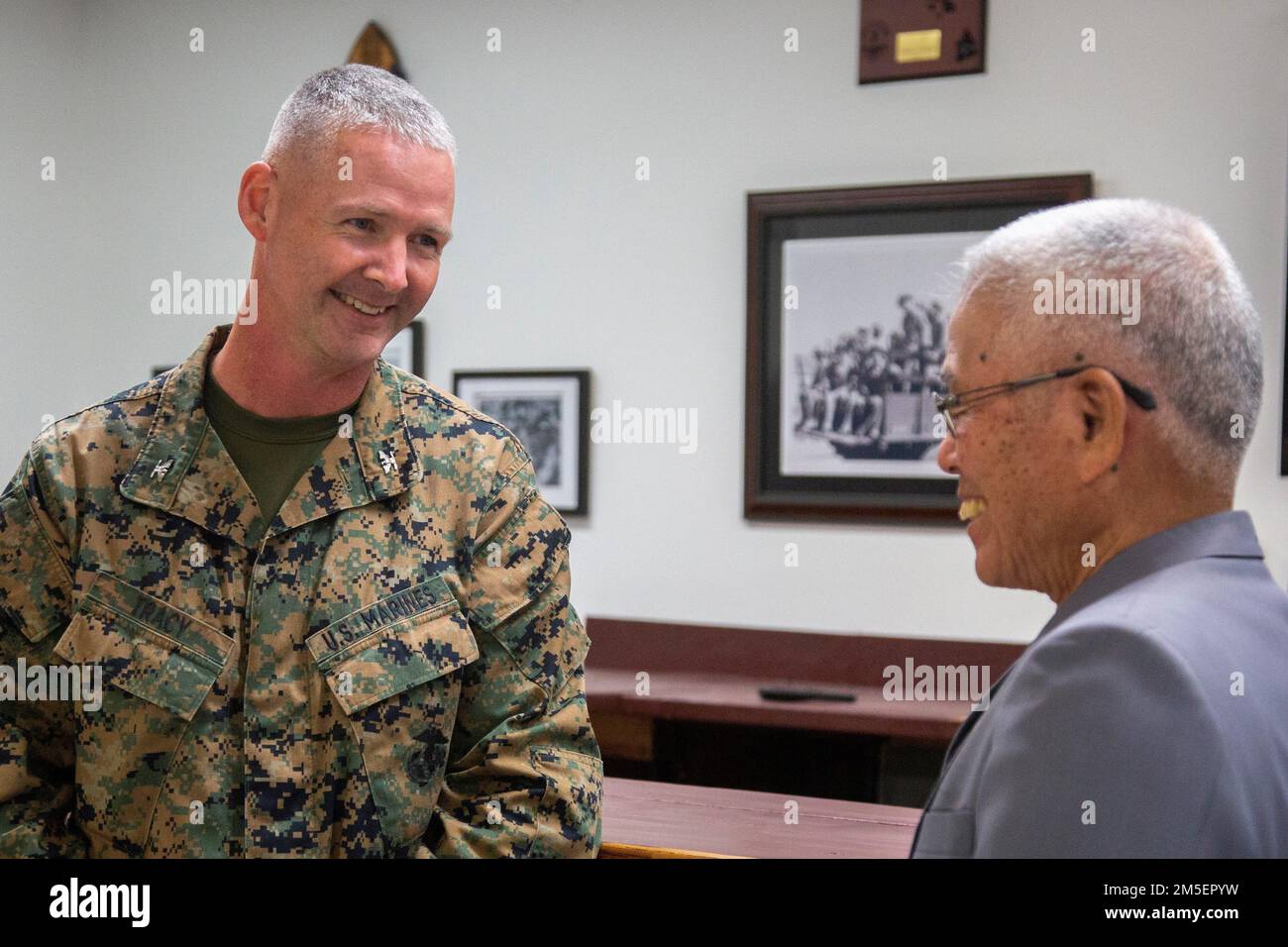 Kenwa Matsuda chats with Col. Matthew W. Tracy after receiving the ...