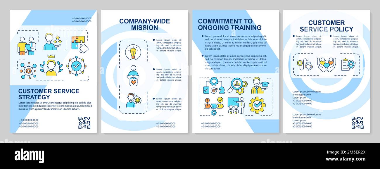 Strategy of customer service blue brochure template Stock Vector Image ...