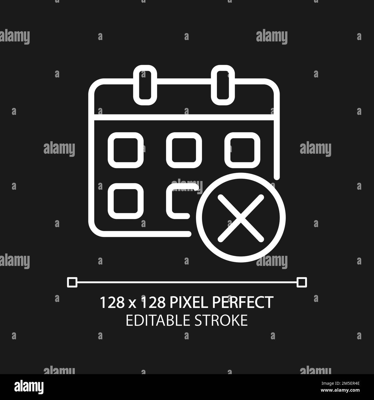 Decline event in calendar pixel perfect white linear icon for dark theme Stock Vector Image ...