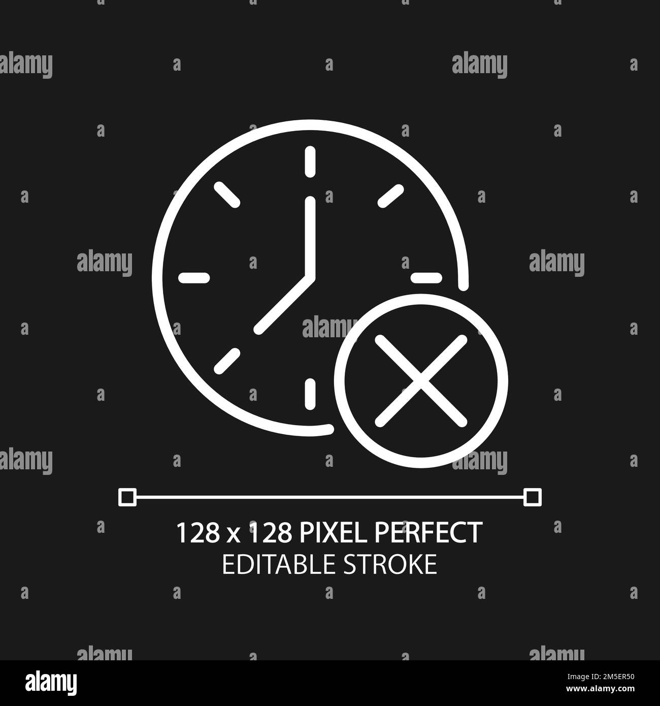 Clock with cross mark pixel perfect white linear icon for dark theme ...