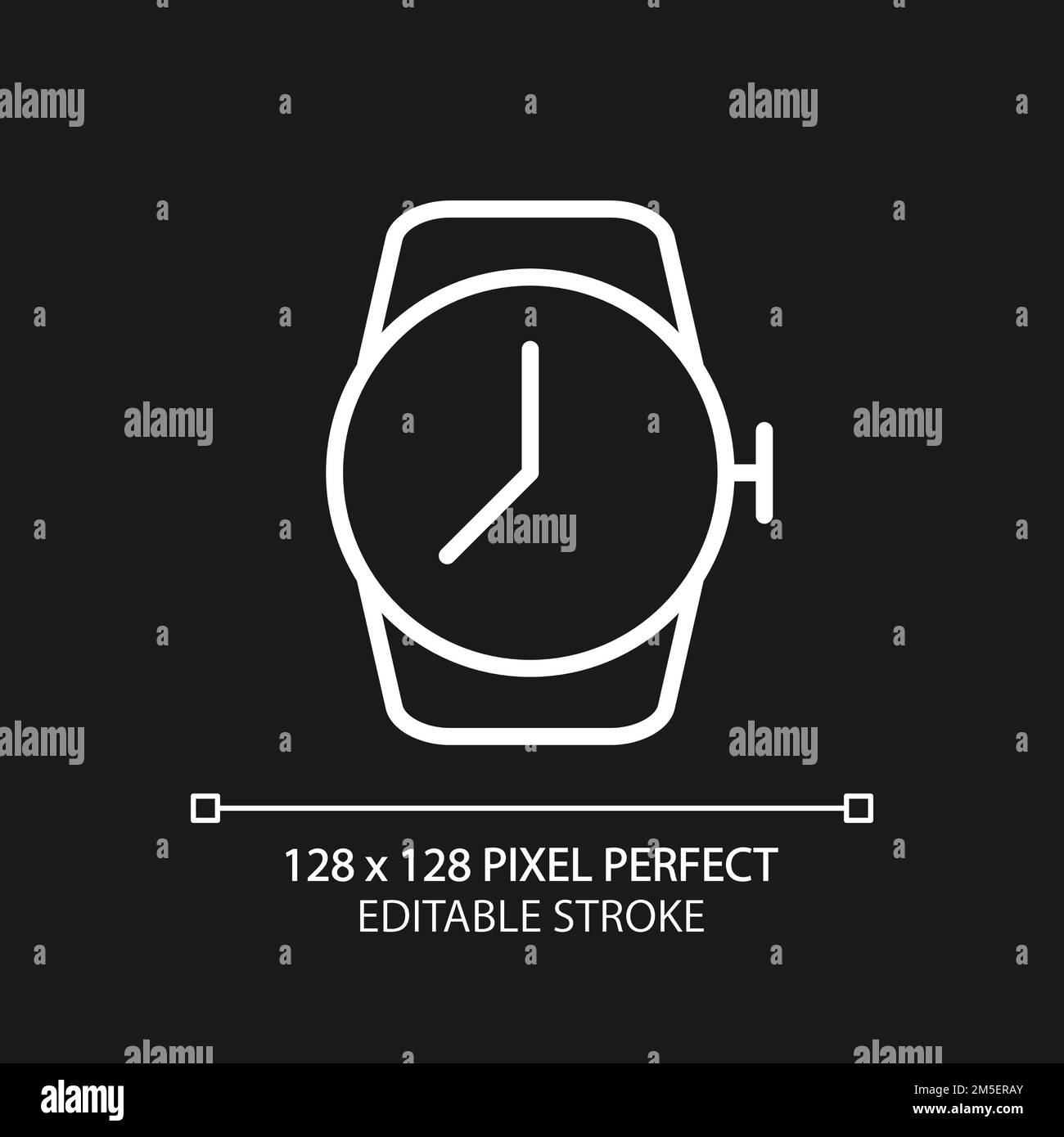 Wrist watch pixel perfect white linear icon for dark theme Stock Vector ...