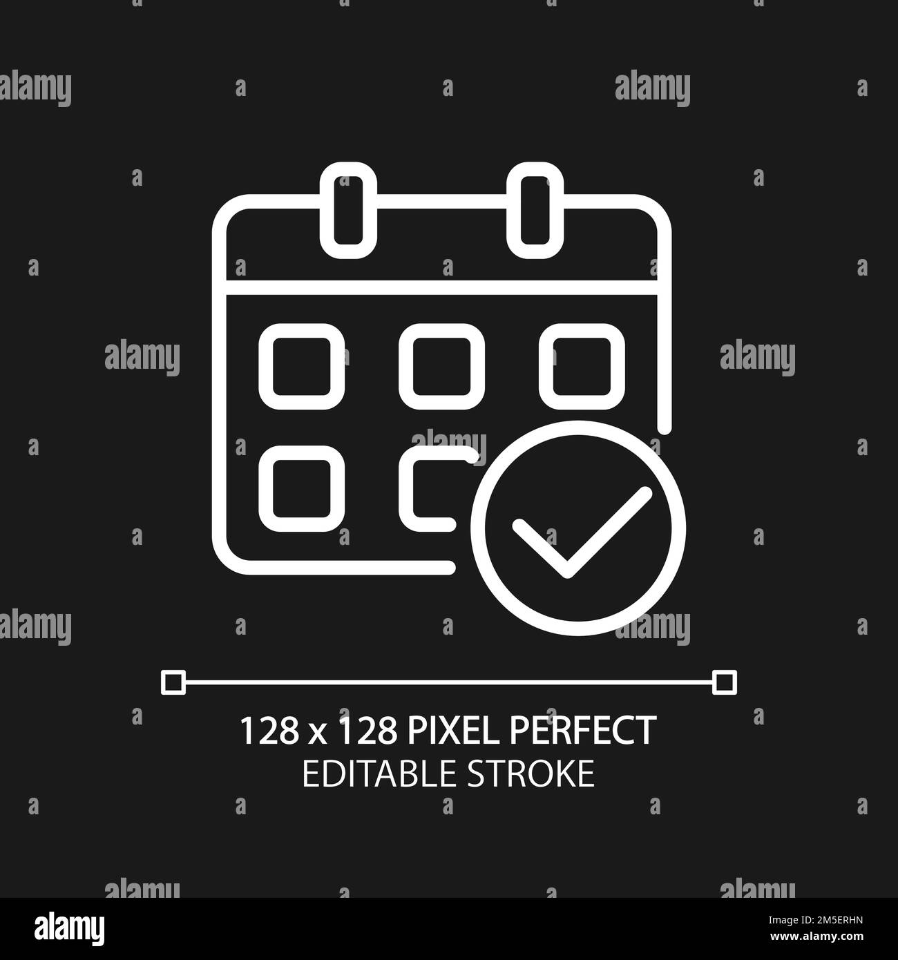 Calendar with check mark pixel perfect white linear icon for dark theme Stock Vector Image & Art ...