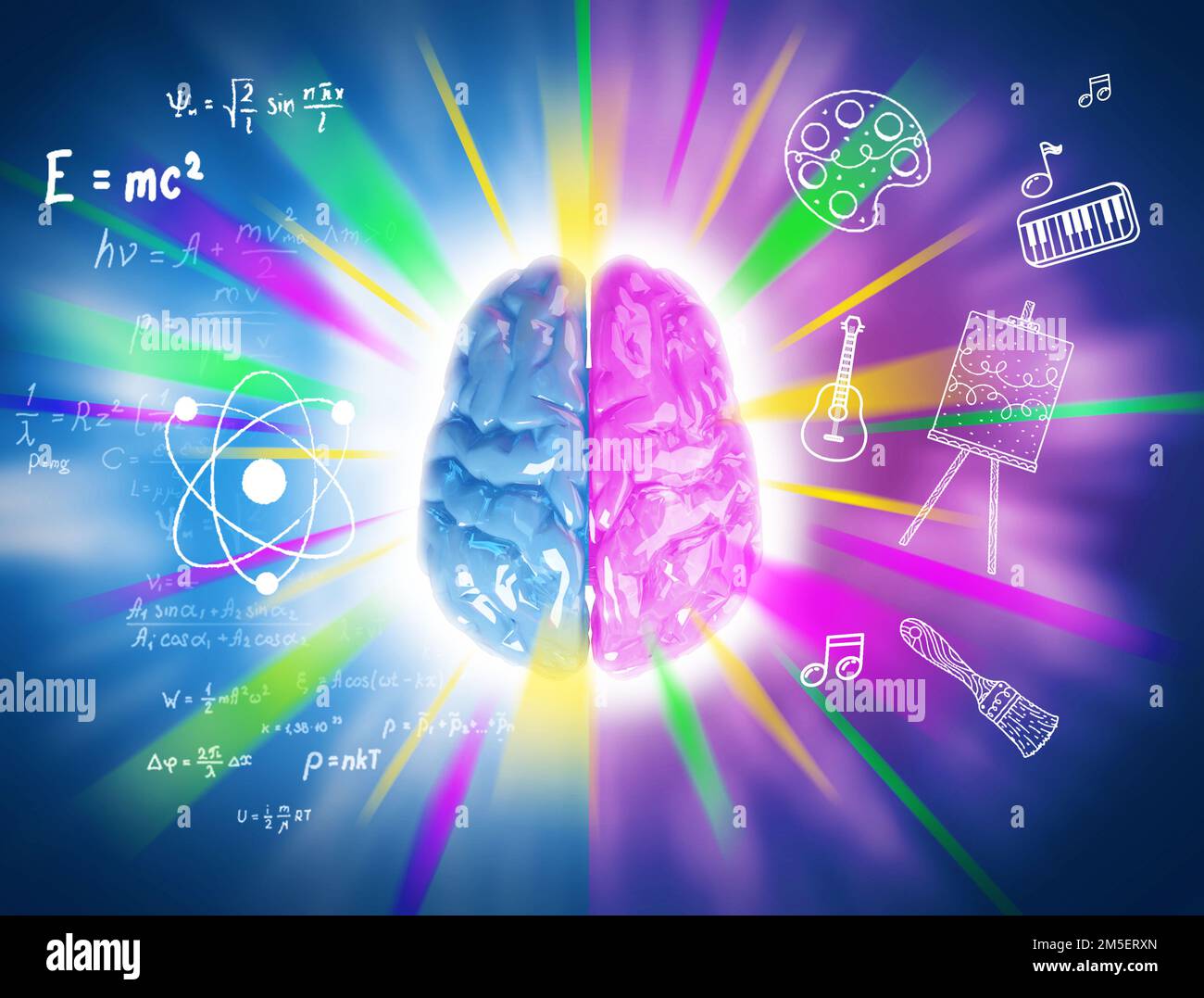 Human Brain Artificial Intelligence Creativity Genius over a shiny ...