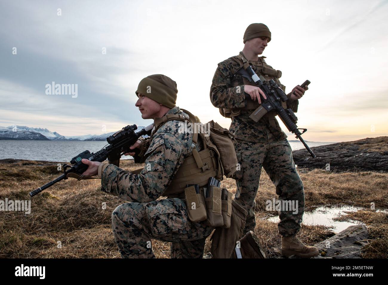 U.S. Marine Corps Lance Cpl. Jared Curtis (left), and Lance Cpl. Dylan ...