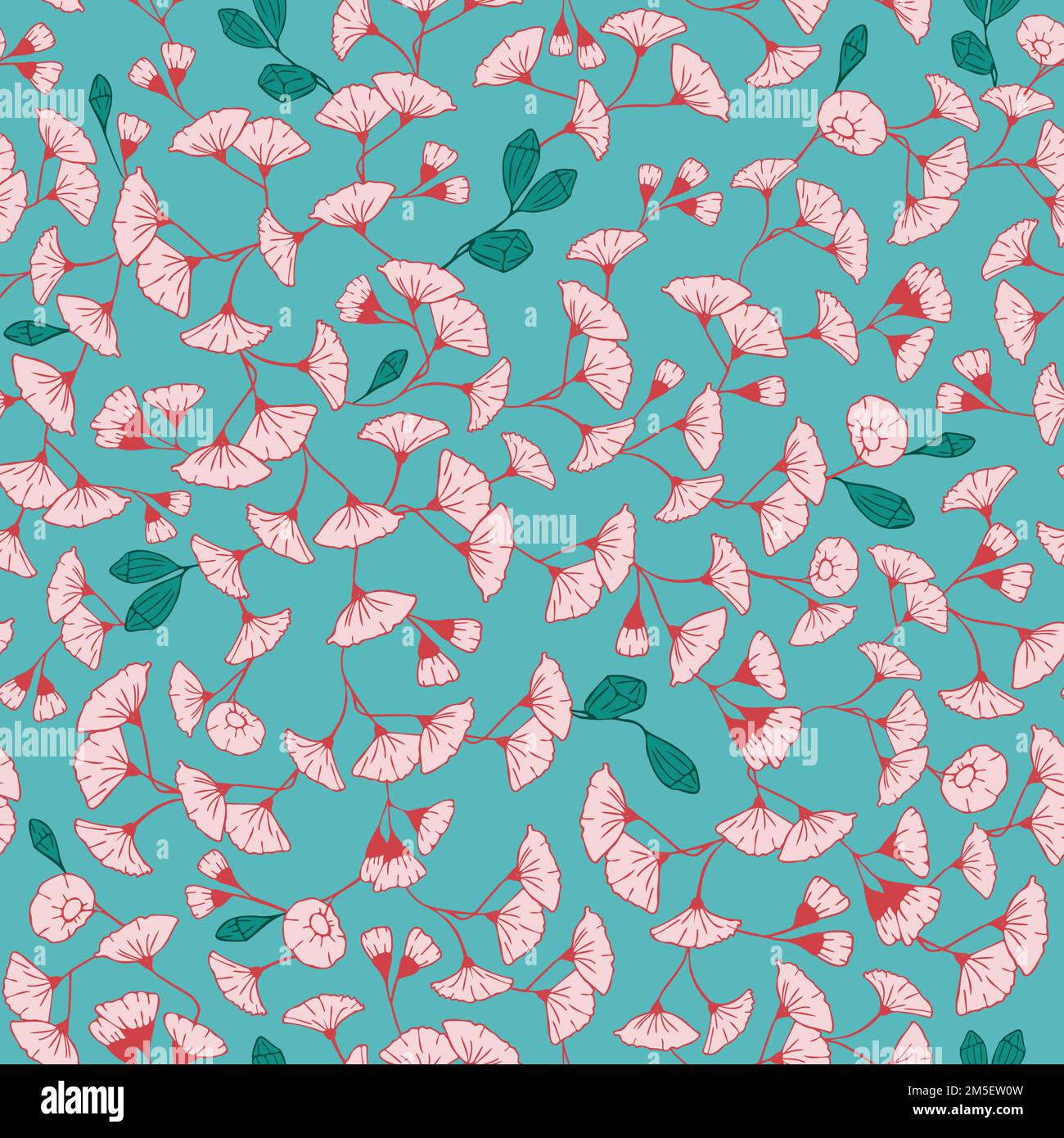 Pink eucalyptus flowers seamless vector pattern. Great for backgrounds ...