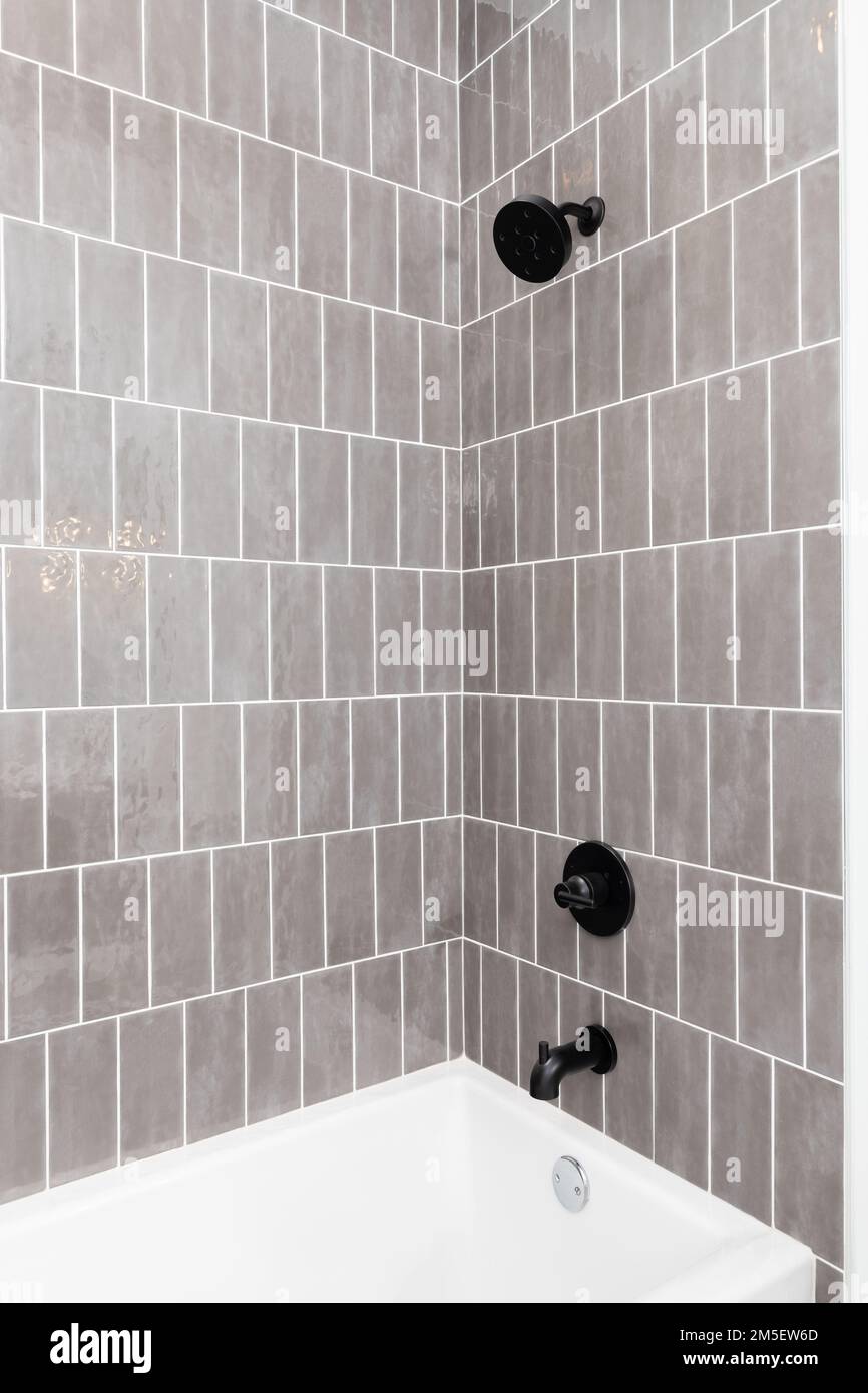 How to tile a shower with subway tile hi-res stock photography and ...