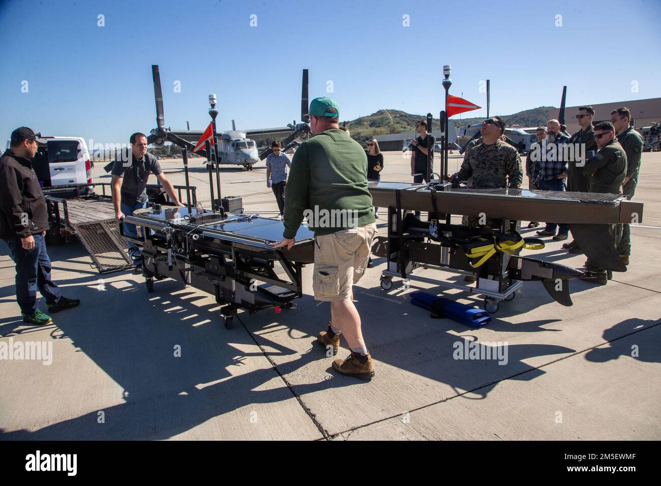 U. S. Marines and engineers with the Naval Information Warfare Center ...