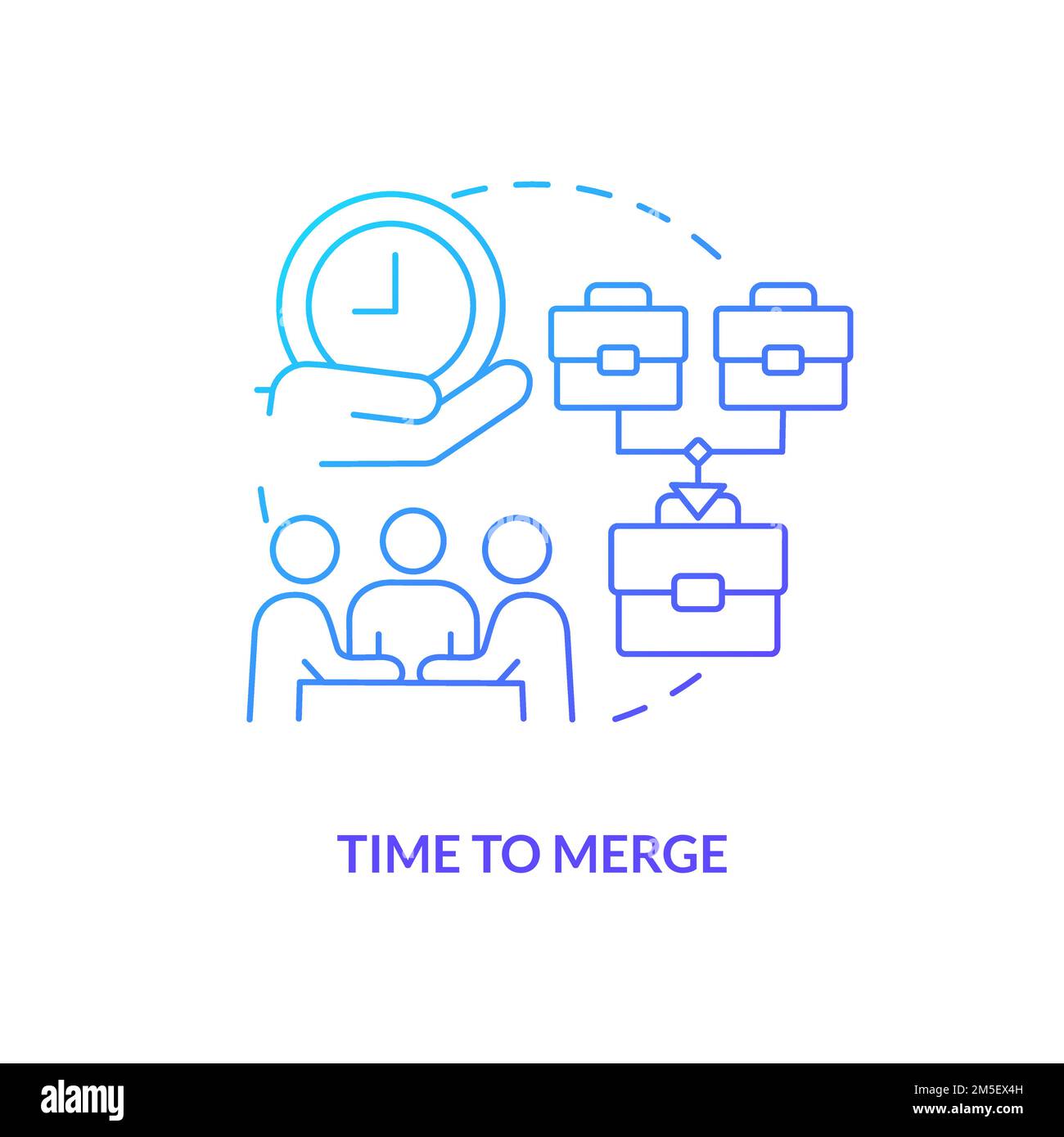 Time to merge blue gradient concept icon Stock Vector Image & Art - Alamy