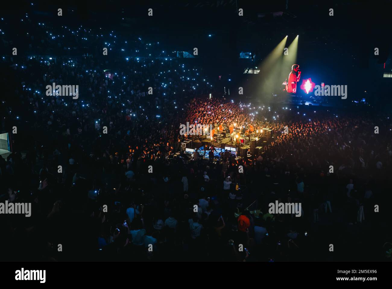 Milan, Italy. 12th Dec, 2022. Salmo performs live at Mediolanum Forum ...