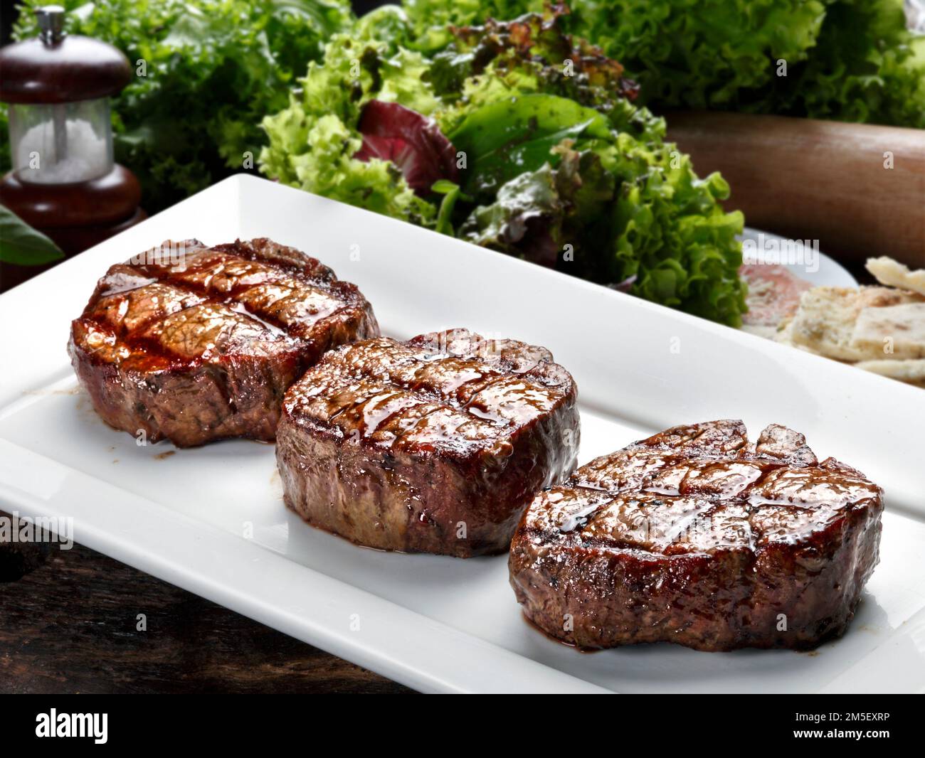 Three steaks roasted on hi-res stock photography and images - Alamy