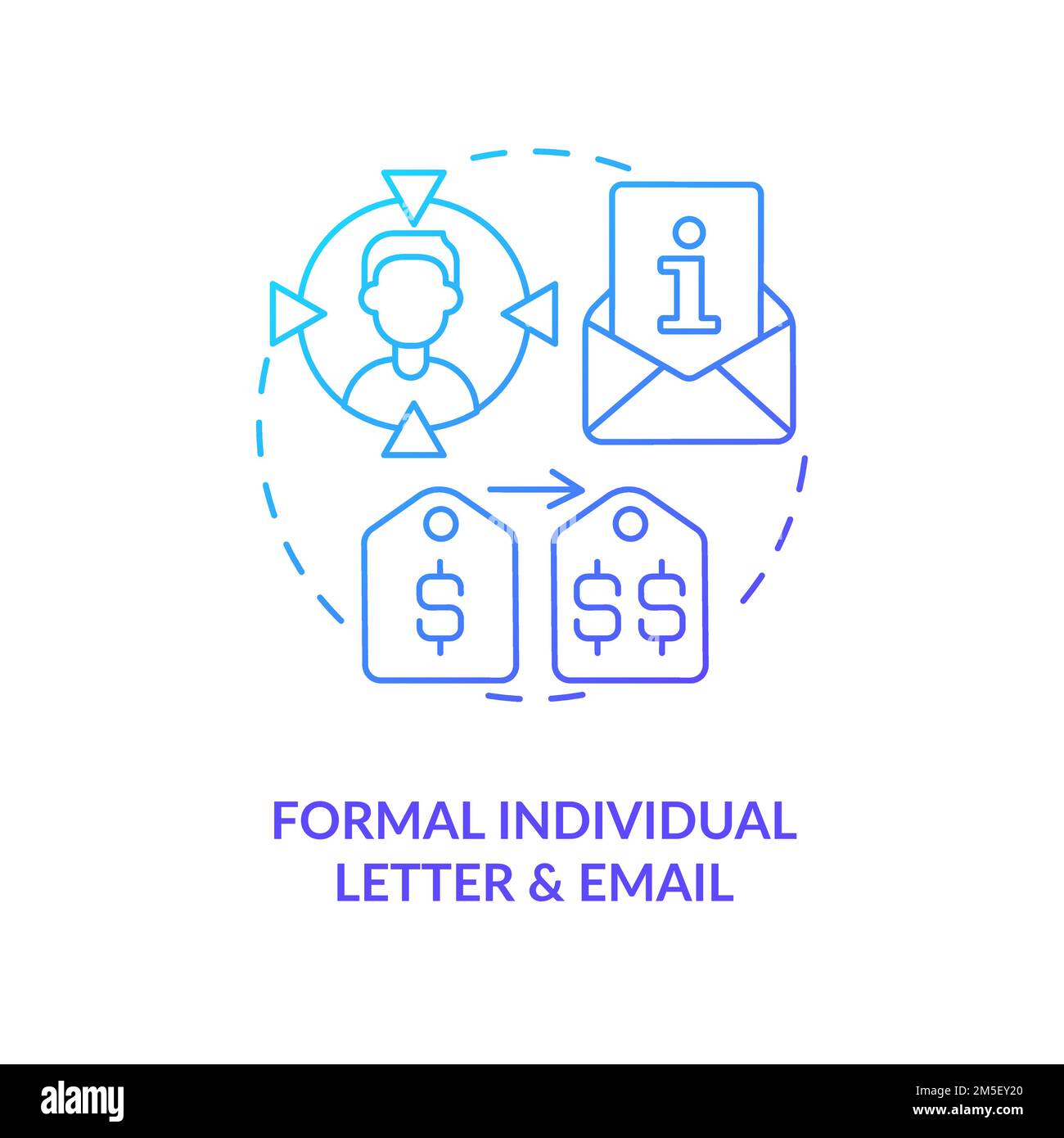 Formal individual letter and email blue gradient concept icon Stock ...