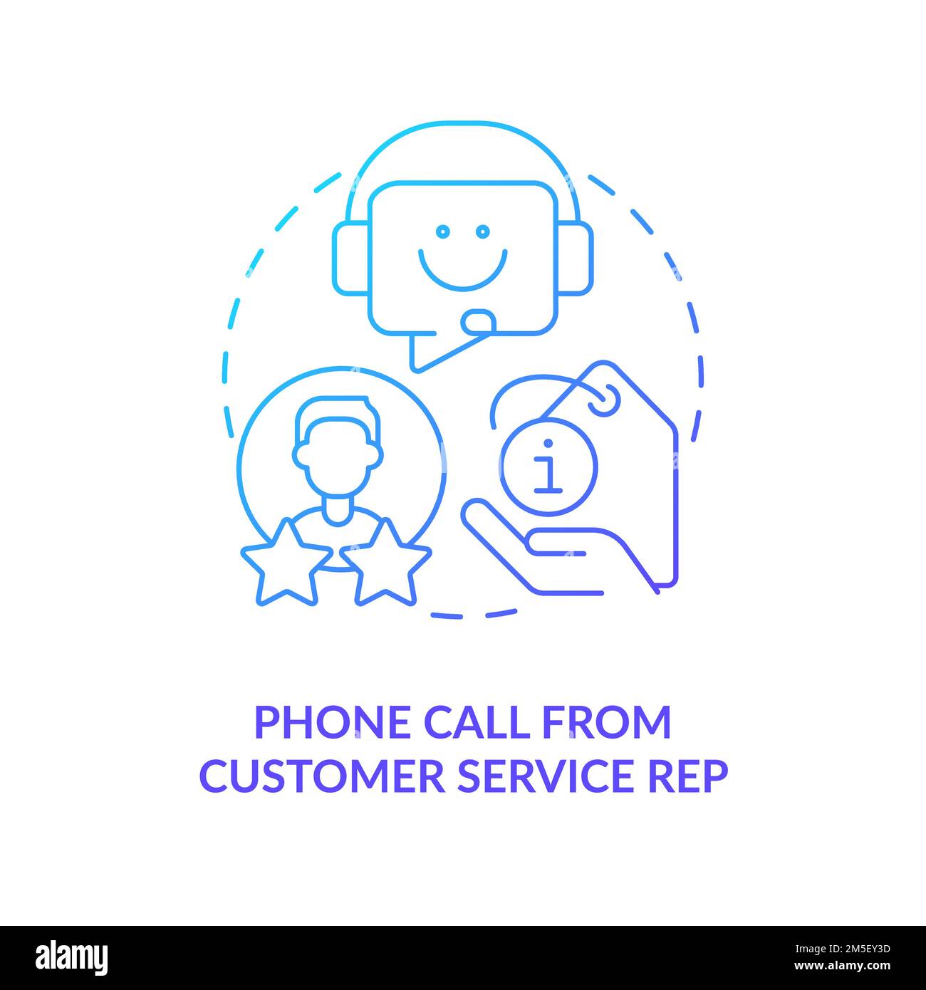 Customer service rep phone call blue gradient concept icon Stock Vector ...