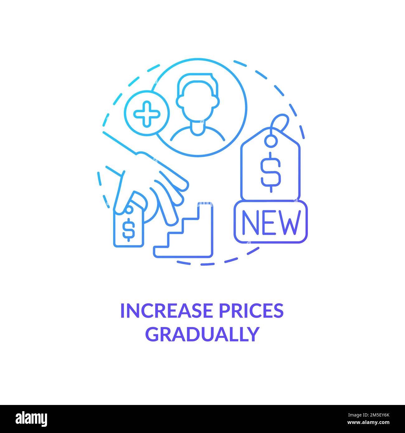 Increase prices gradually blue gradient concept icon Stock Vector Image ...