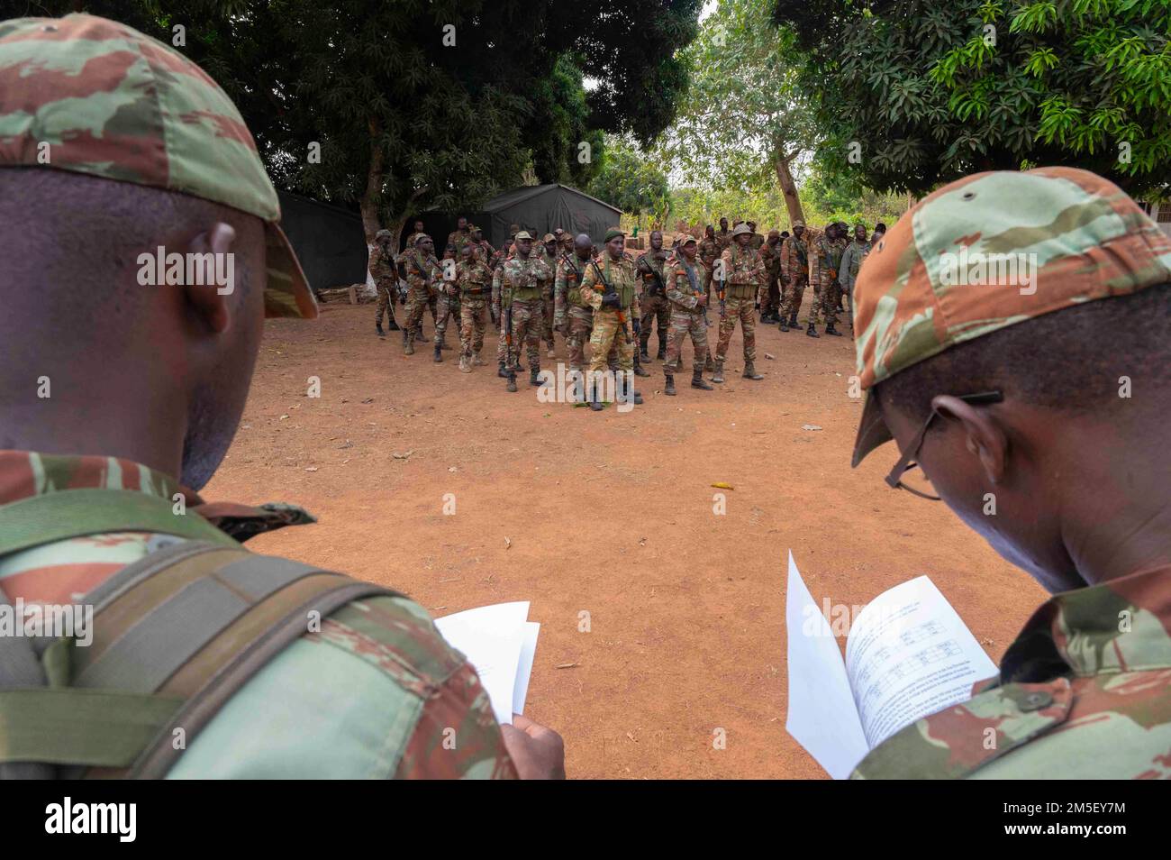 Officers from the Benin 1st Commando Parachute Battalion review their ...