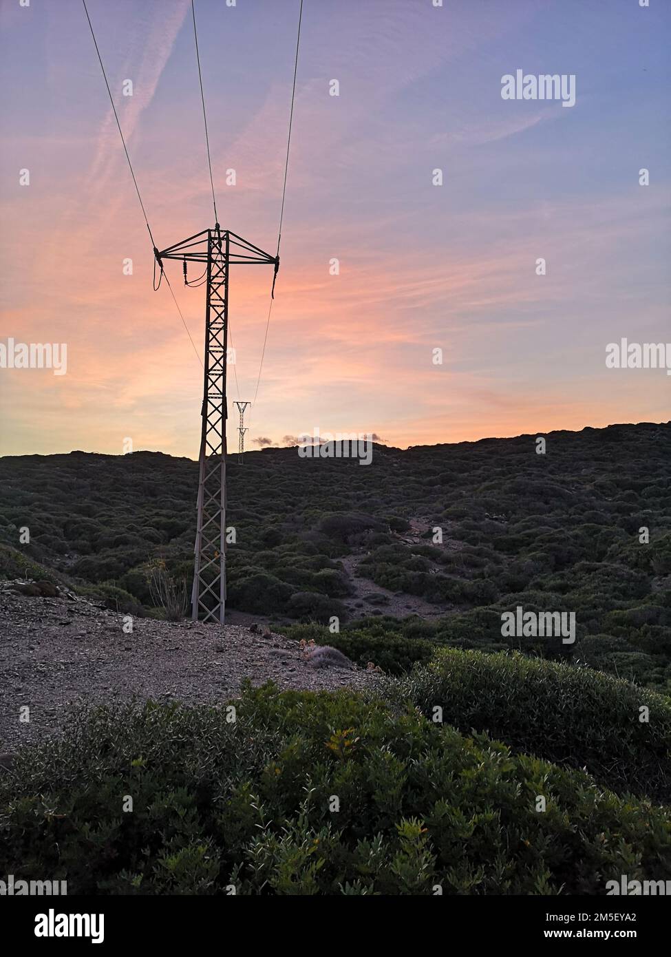 a power tower in a rural area Stock Photo - Alamy
