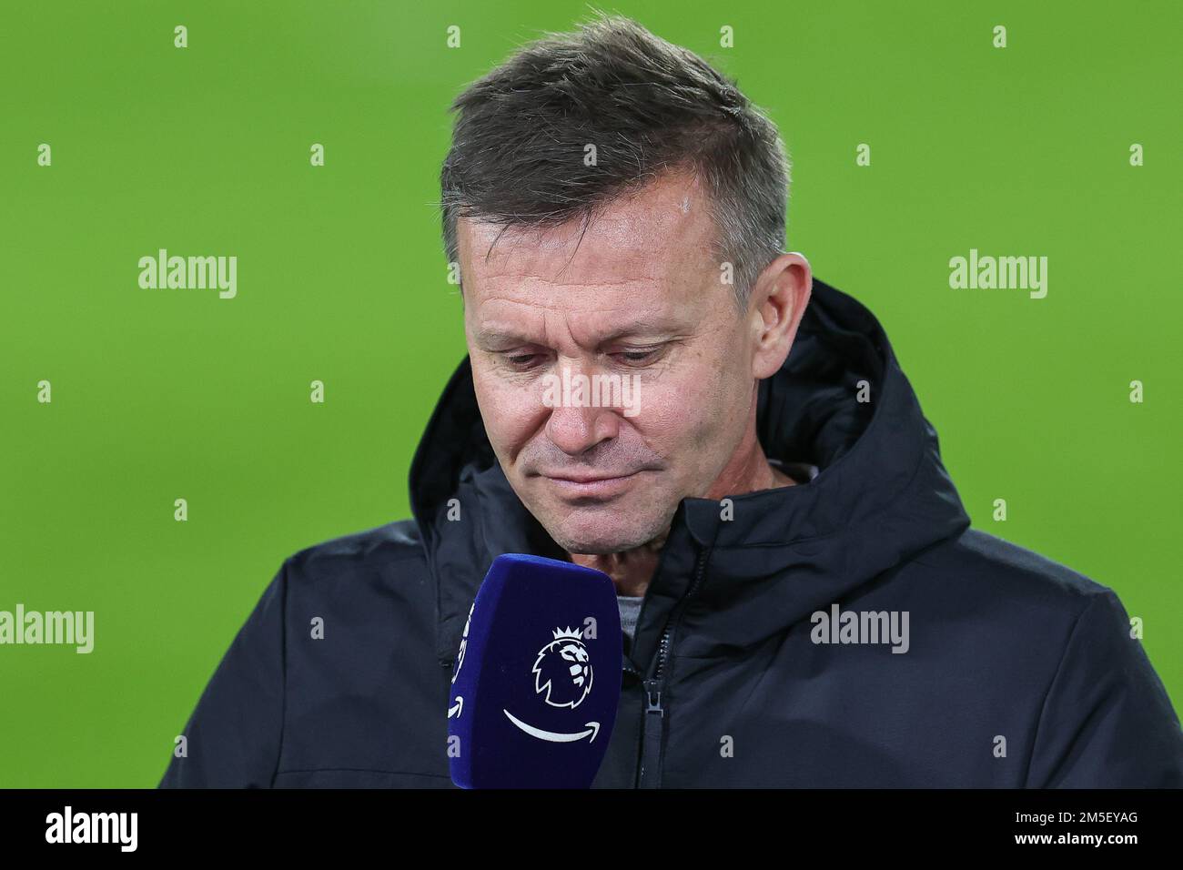 Jesse Marsch Manager of Leeds United during the pre match interview ...