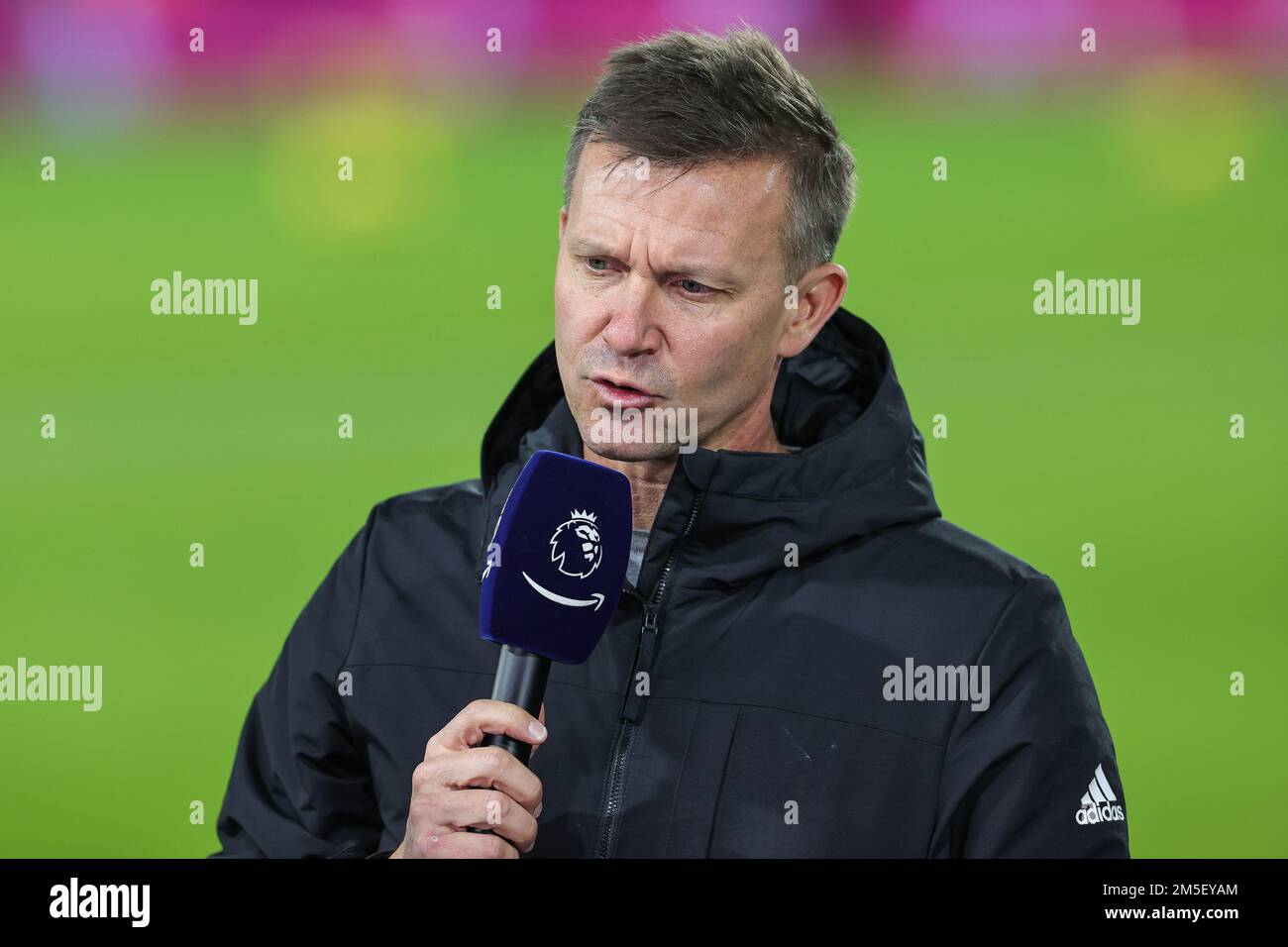 Jesse Marsch Manager of Leeds United during the pre match interview ...