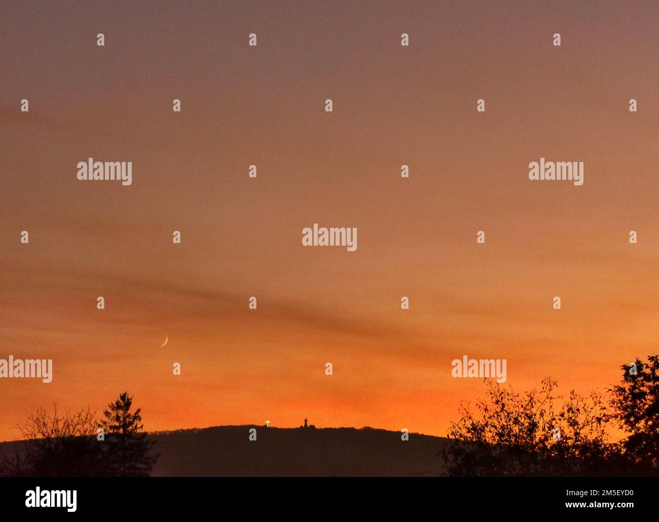 A beautiful orange night sky in Romania Stock Photo - Alamy