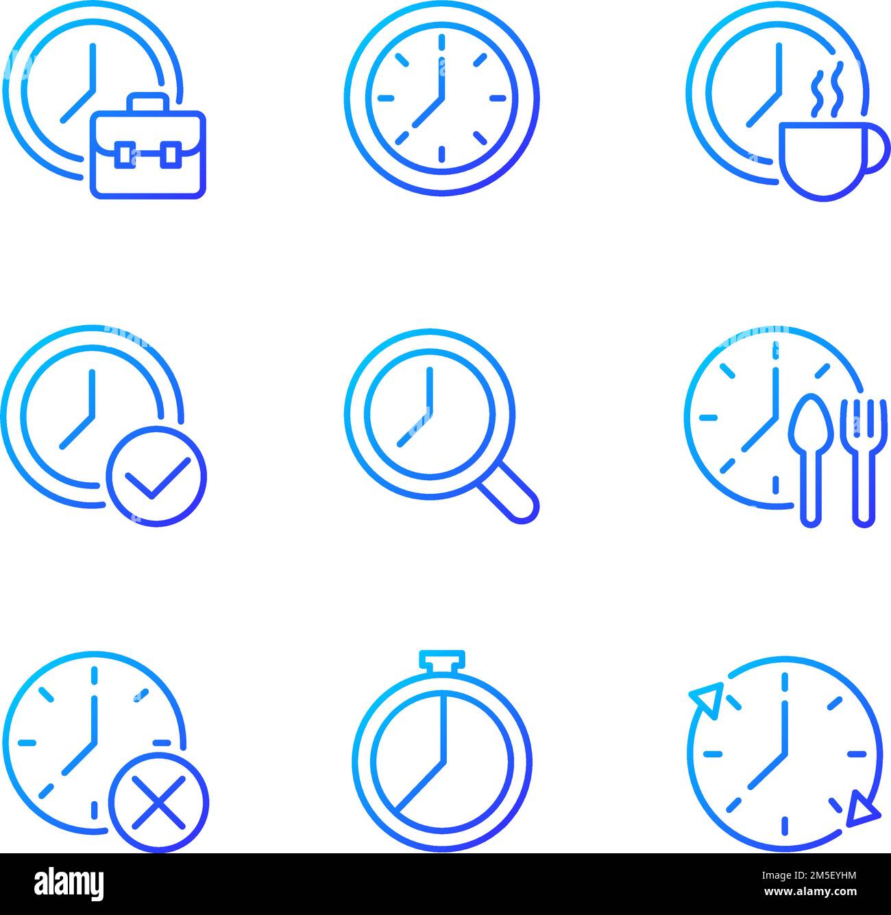 Timekeeping in daily life pixel perfect gradient linear vector icons set Stock Vector Image ...