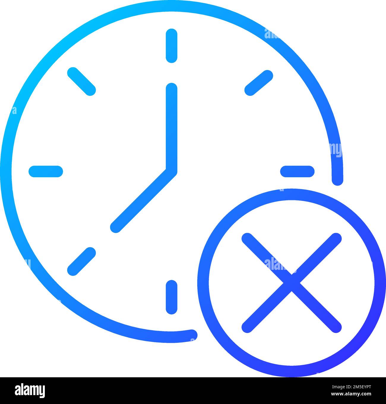 Clock with cross mark pixel perfect gradient linear vector icon Stock ...