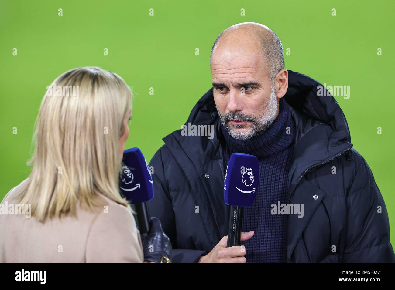 Pep Guardiola Manager of Manchester City during the pre match interview ...
