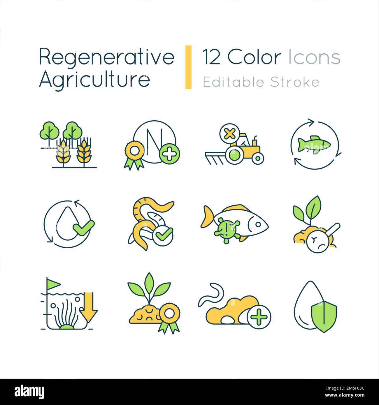 Regenerative agriculture RGB color icons set Stock Vector Image & Art ...
