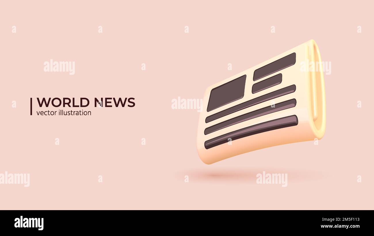 3d Concept - World News. Realistic 3d Design of Newspaper. News paper ...