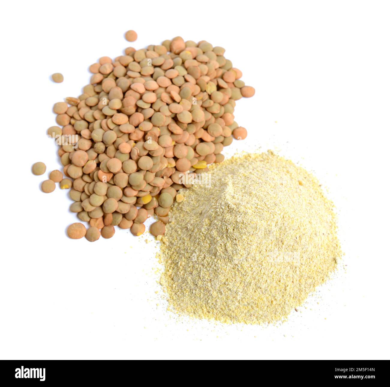 Lentils flour with Lentil grains isolated on white background Stock ...