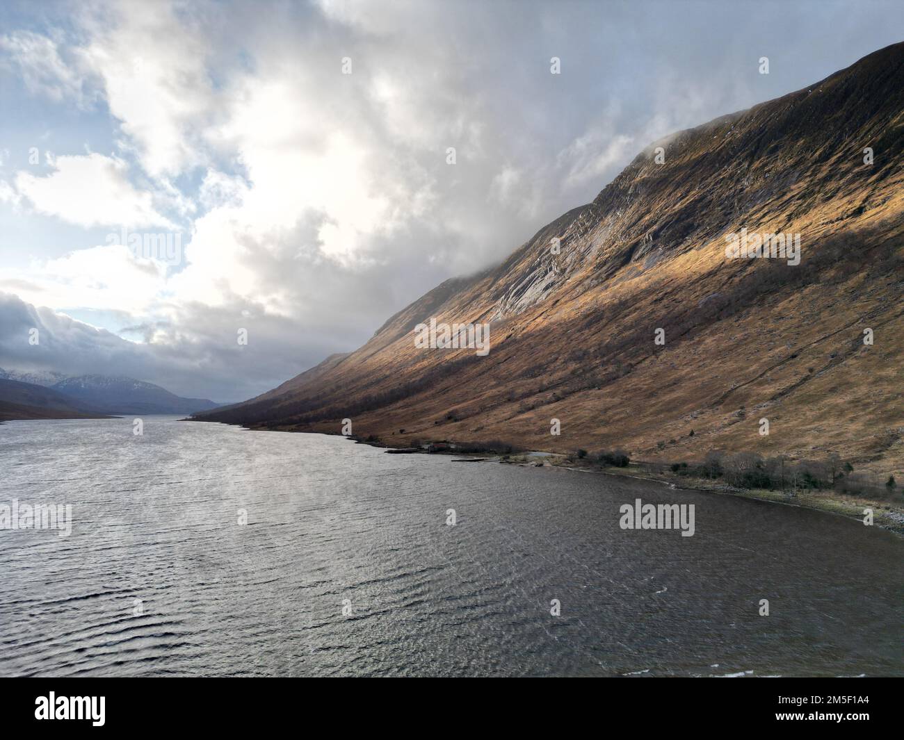 A scenic shot of the James Bond Skyfall road in Scotland under the ...