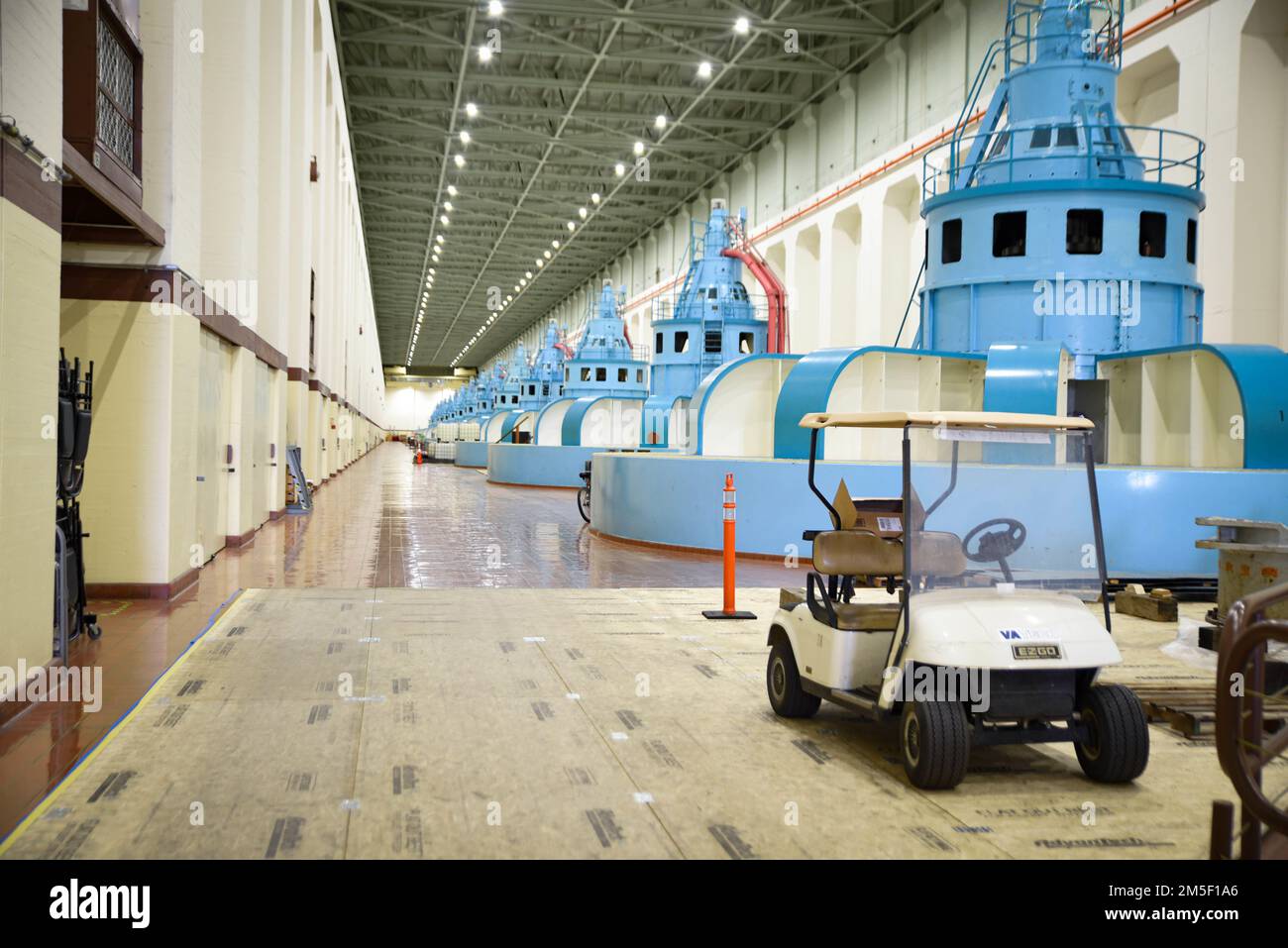 Inside McNary Lock and Dam powerhouse. McNary contains 14 units and is ...