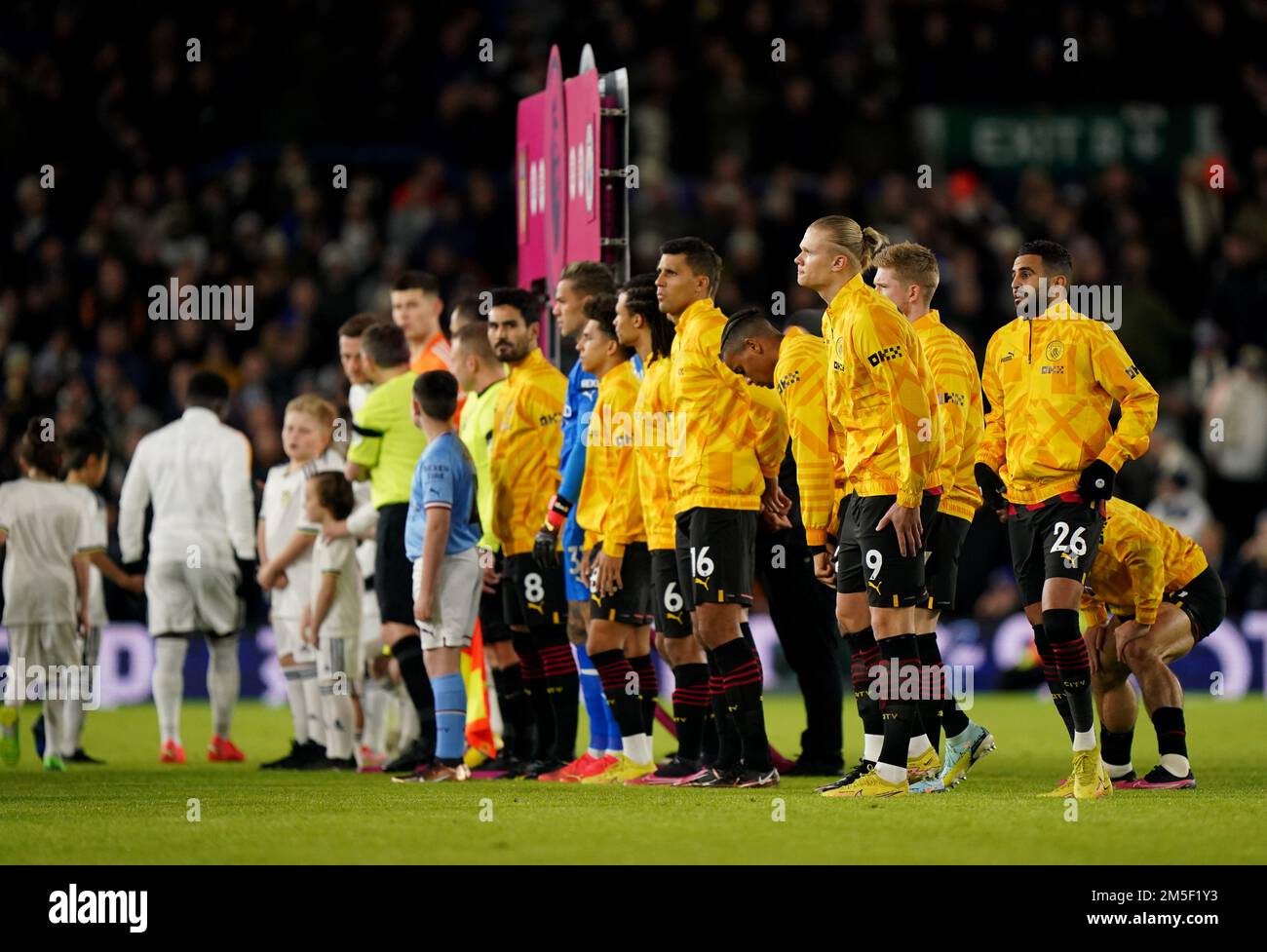 Manchester City line up prior to the Premier League match at Elland ...