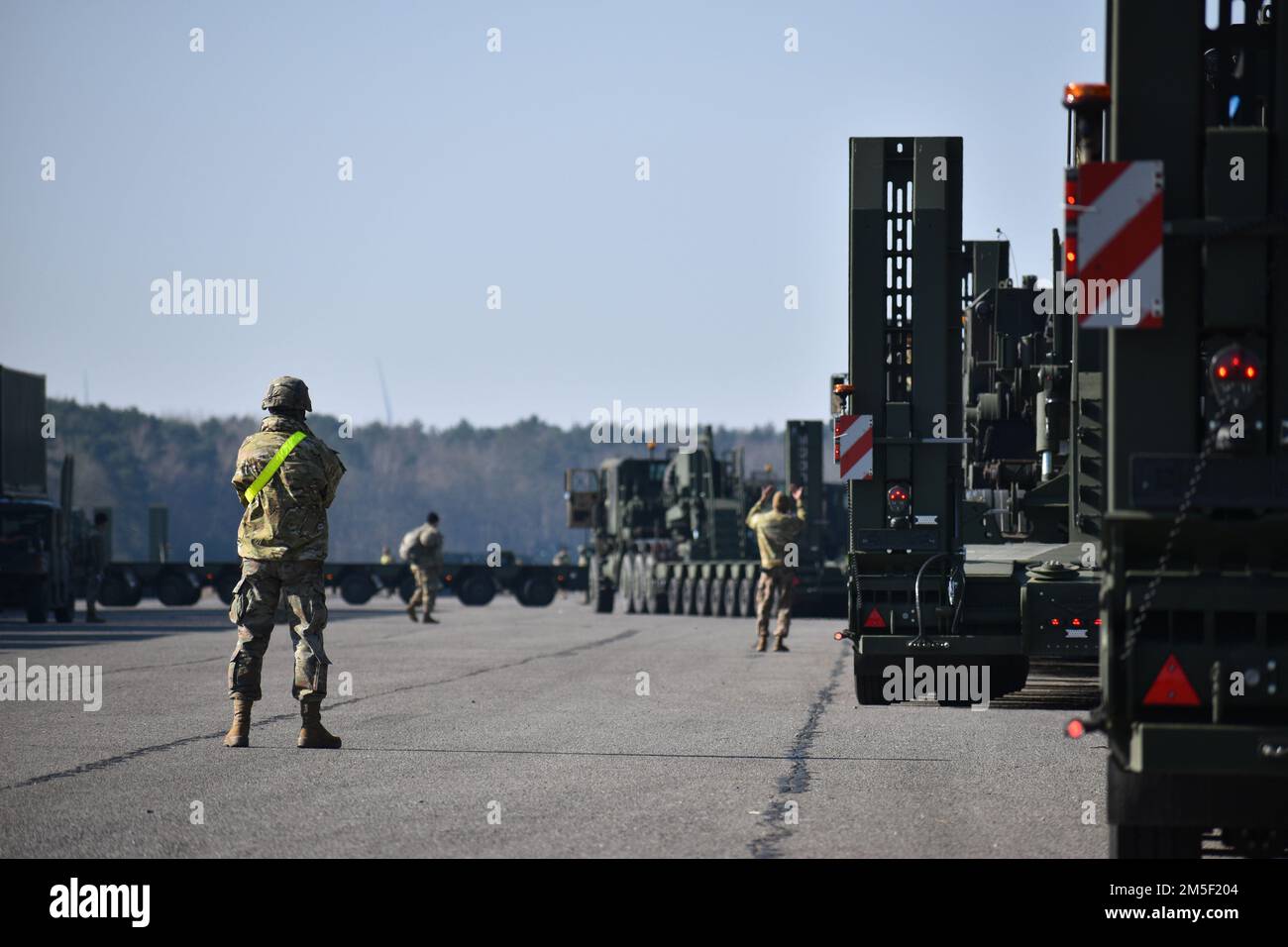 Soldiers with the 96th Heavy Equipment Transportation Company, 49th ...