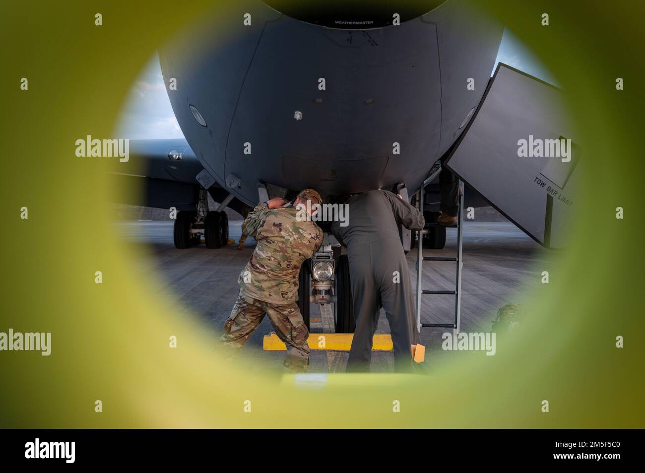 U.S. Airmen from the 190th Air Refueling Wing conduct preflight checks ...