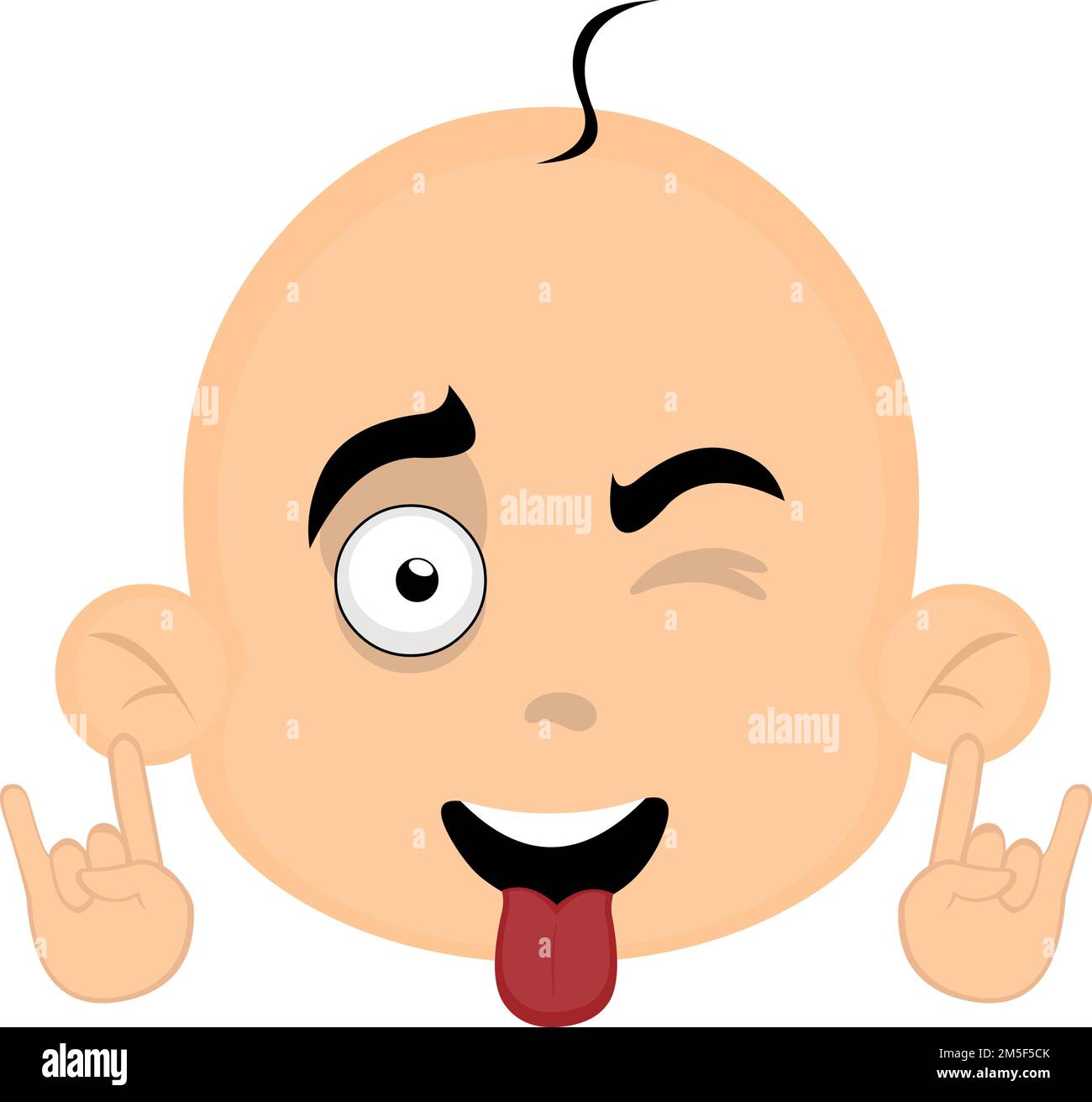 vector illustration of the face of a baby cartoon, winking, with the ...