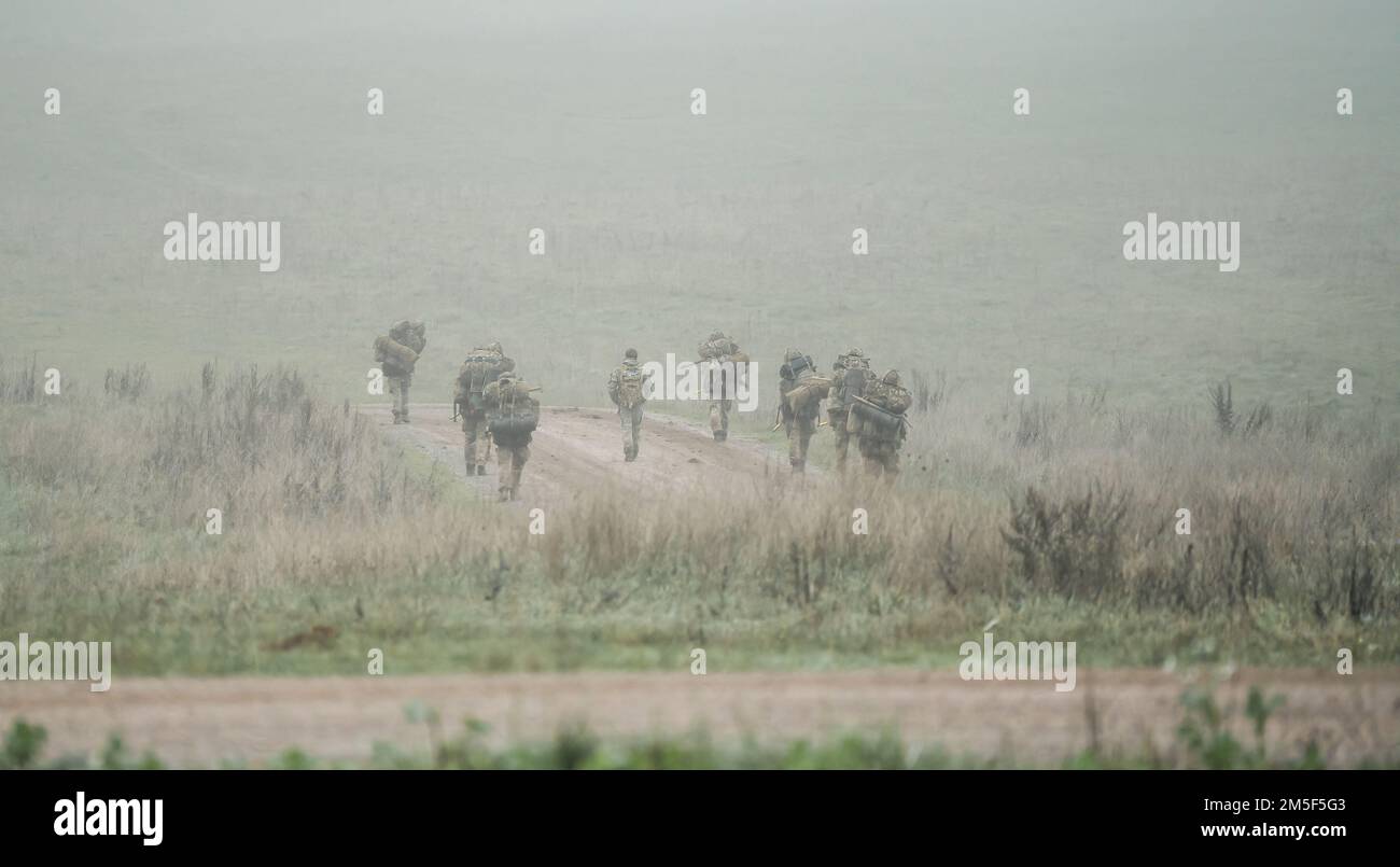 A group of soldiers with guns on a field Stock Photo - Alamy