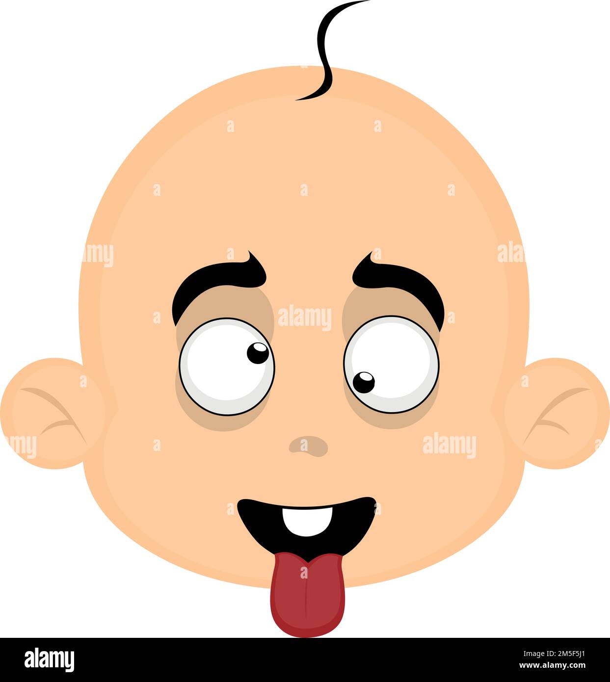 vector illustration of the face of a baby cartoon with an crazy ...