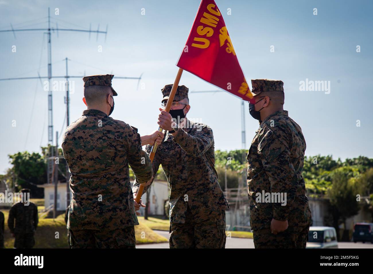 U.S. Marine Corps Capt. Andrew J. Lorelli, incoming commander, receives ...