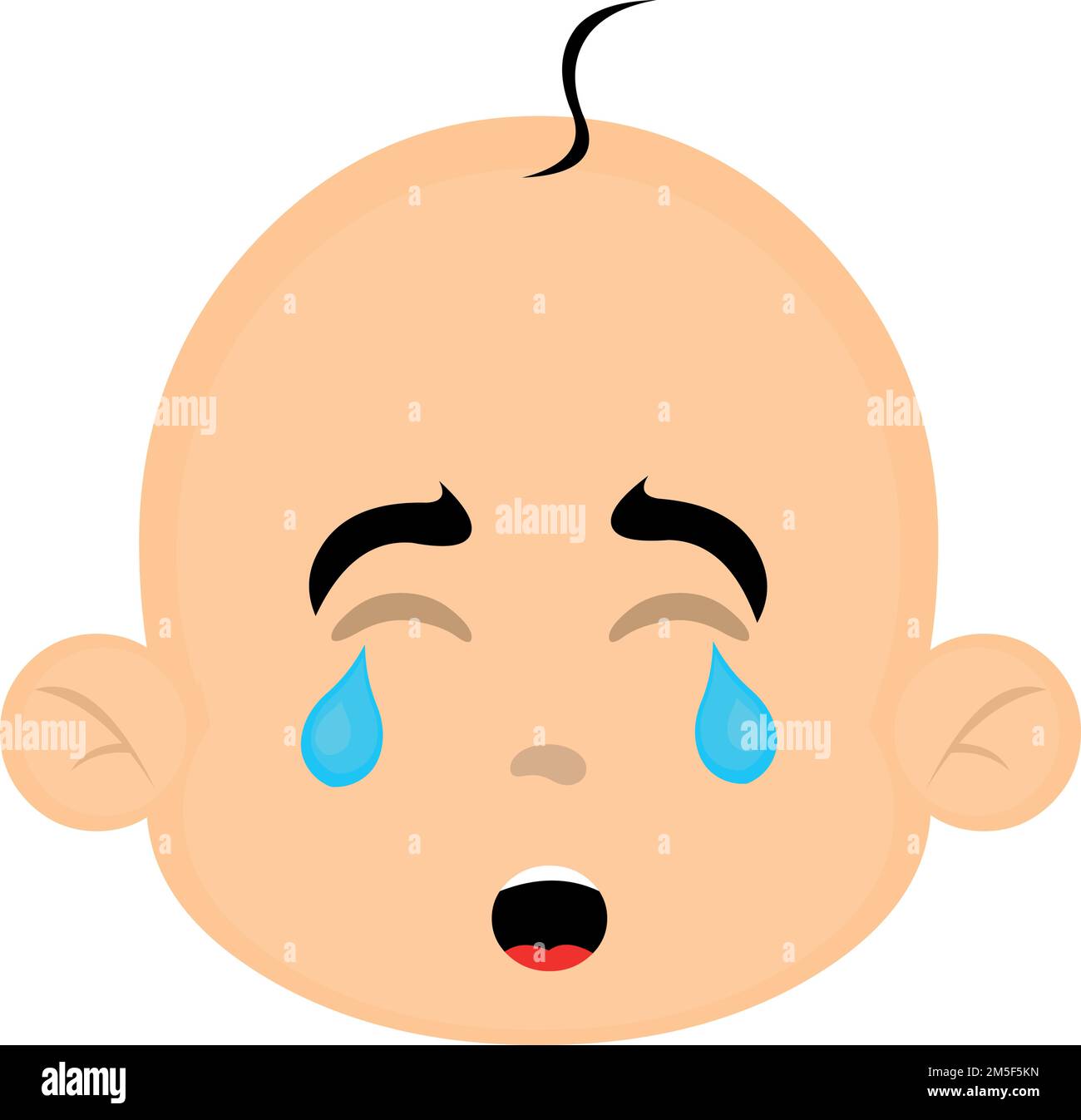 vector illustration of the face of a baby cartoon with a sad expression ...