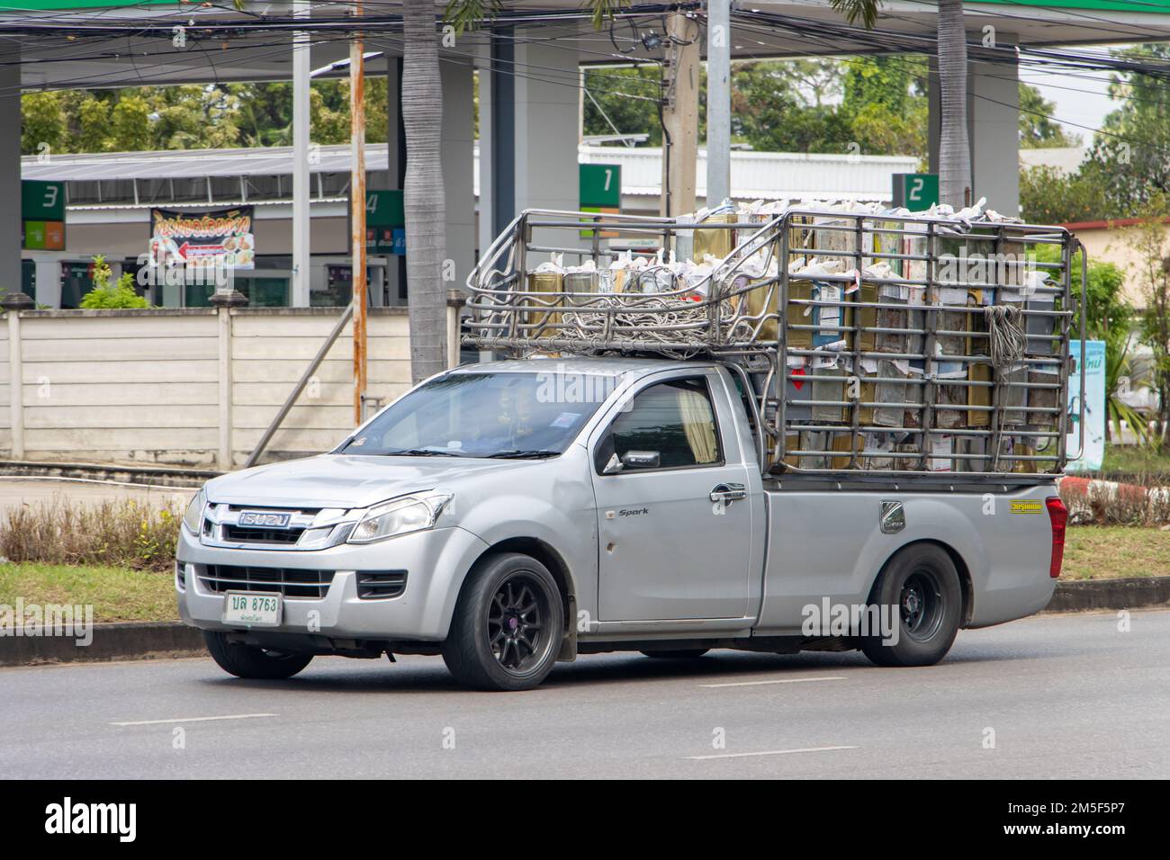 RATCHABURI, THAILAND, November 16, 2022, a pickup truck loaded with ...