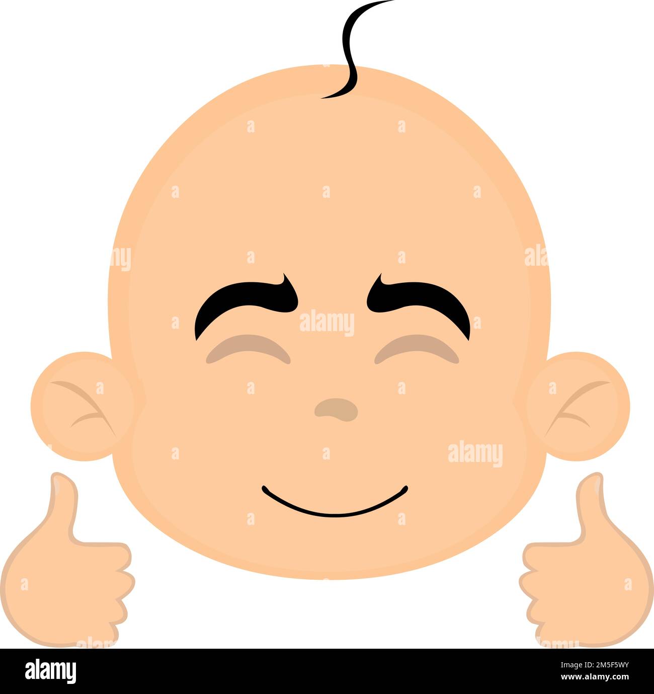 vector illustration of the face of a baby cartoon with a cheerful ...