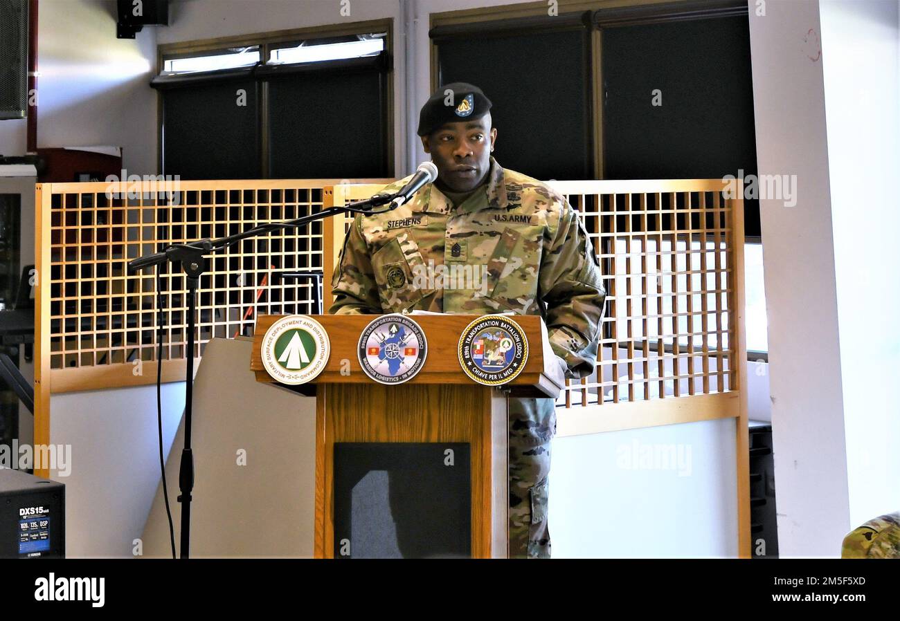 Outgoing U.S. Army SGM Emanuel T. Stephens from 839th Transportation ...