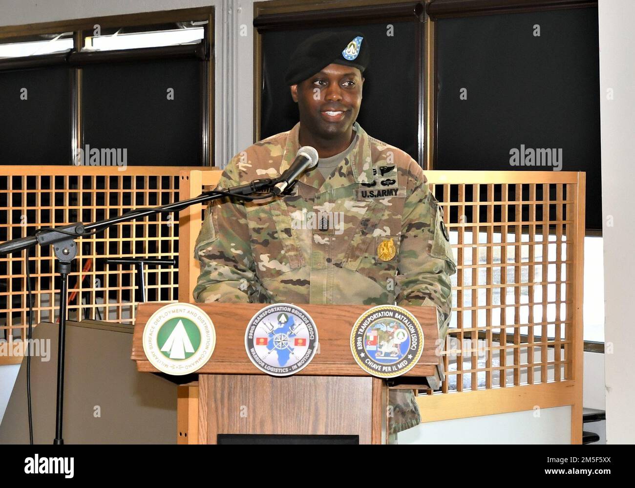 Incoming U.S. Army SGM Nicholson Lawrence speaks, during the SGM Change ...