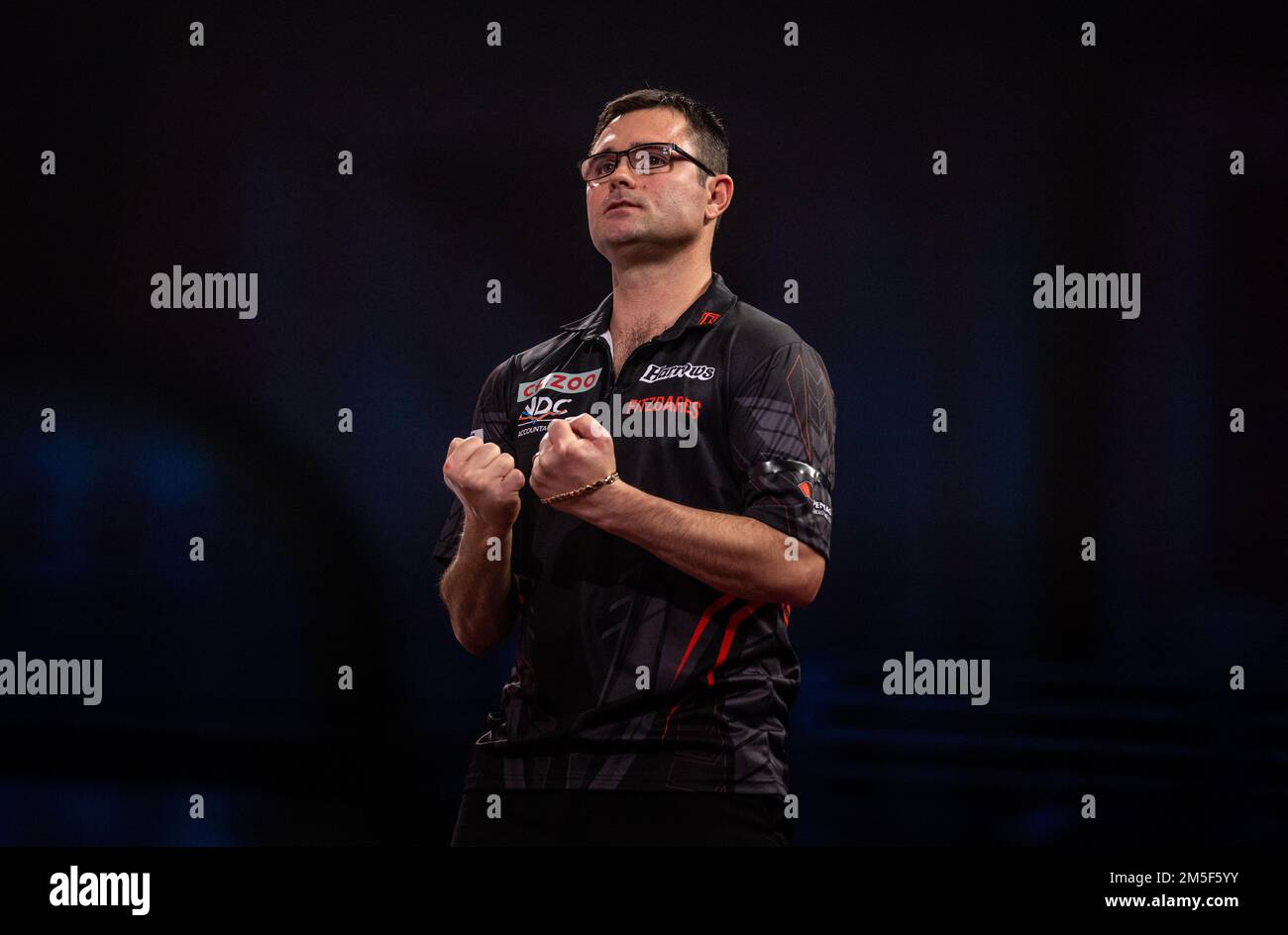 Damon Heta in action during day eleven of the Cazoo World Darts ...