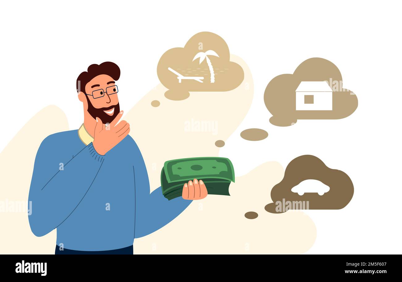 Financial concept of budget planning.Man thinking about diversification ...