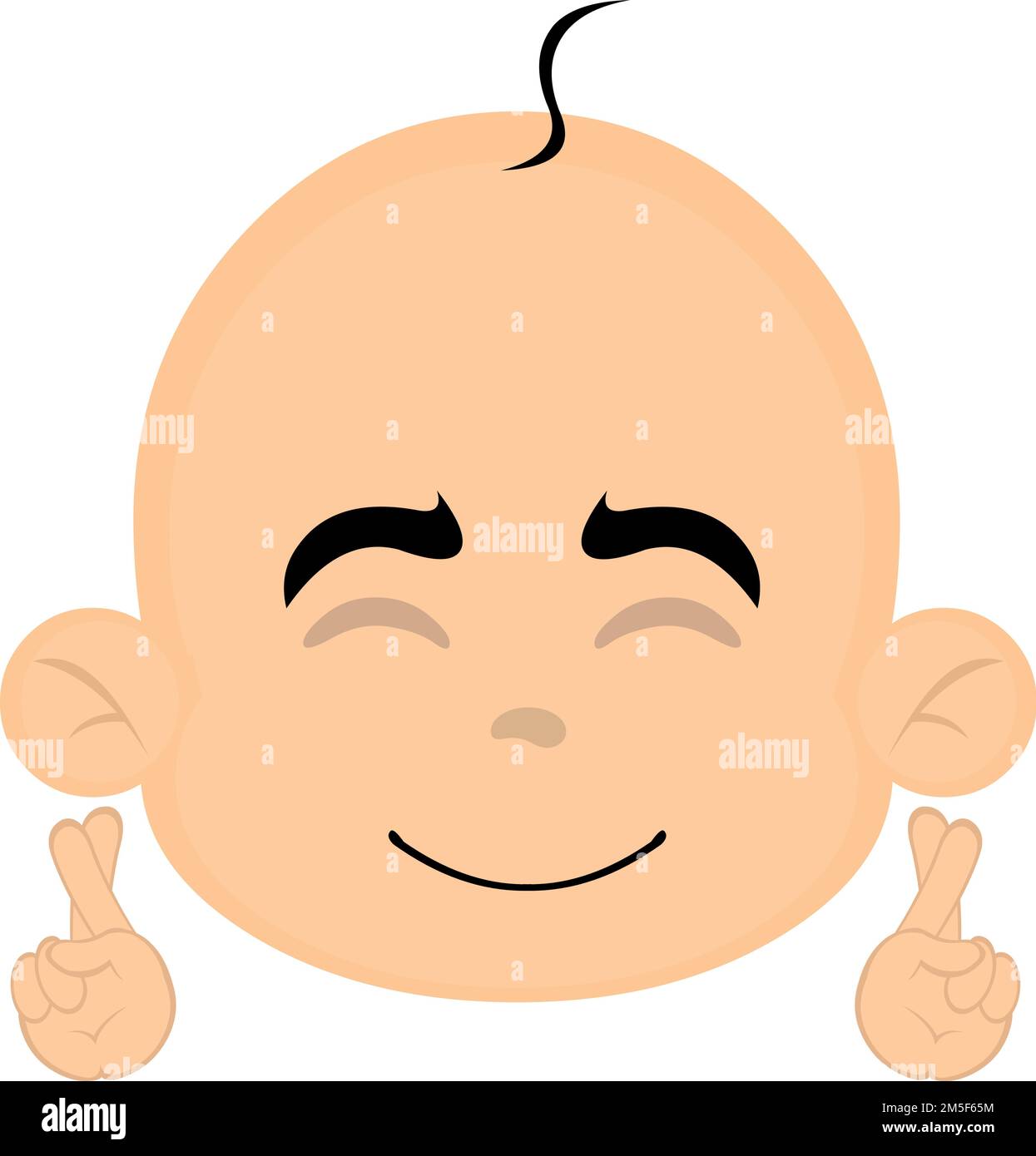 vector illustration of the face of a baby cartoon with hands with ...