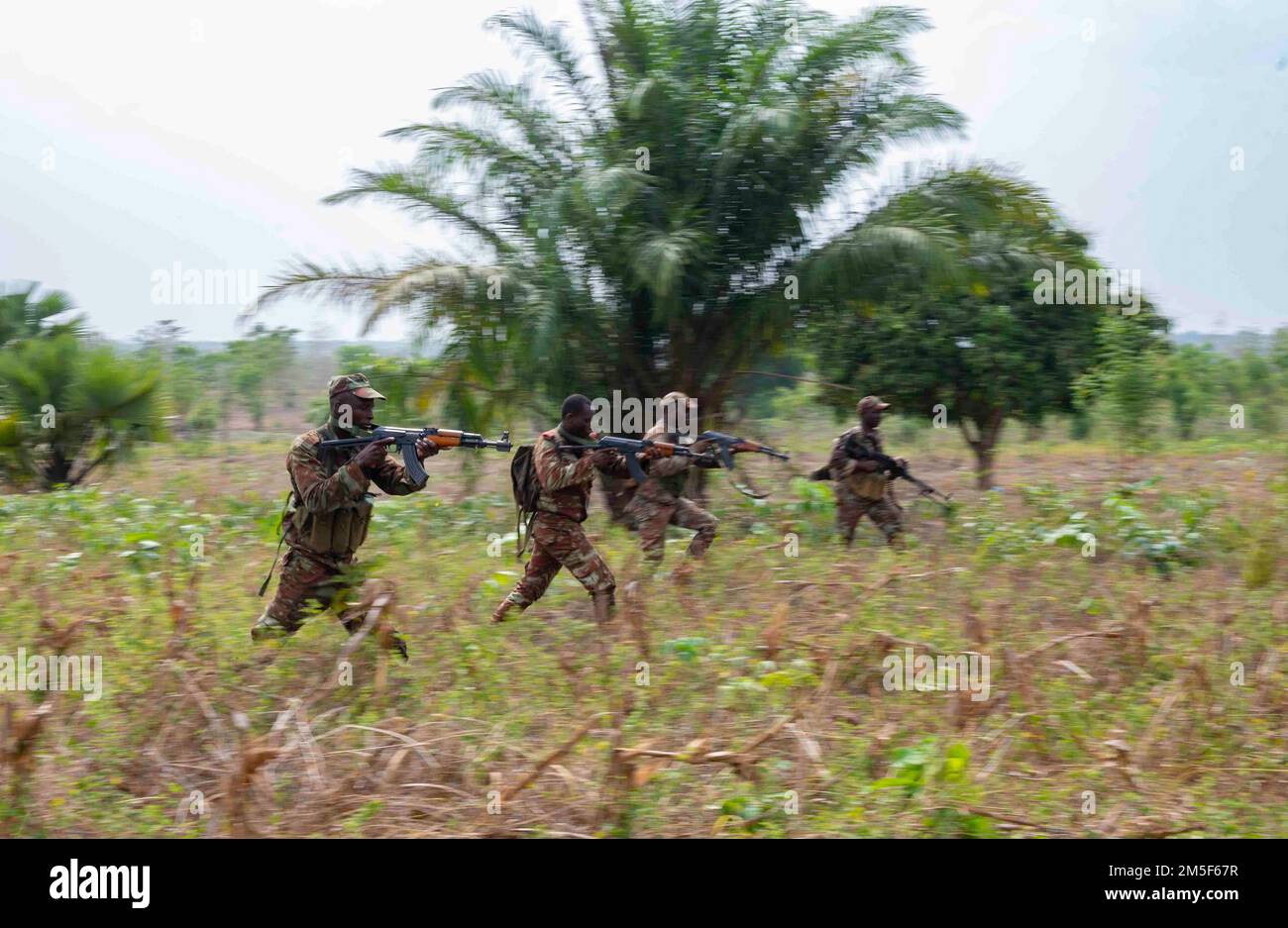 A squad of soldiers from the Benin 1st Commando Parachute Battalion ...