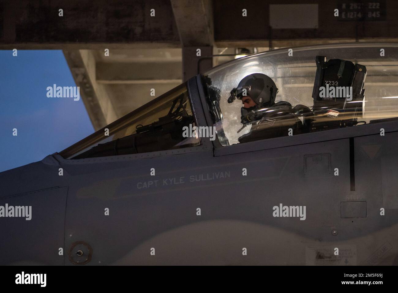 A U.S. Air Force pilot from the 44th Fighter Squadron goes through a ...