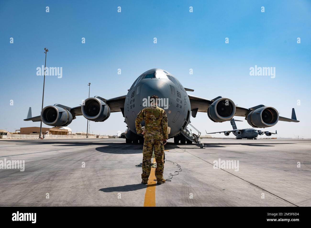 A U.S. Air Force loadmaster assigned to the 816th Expeditionary Airlift ...