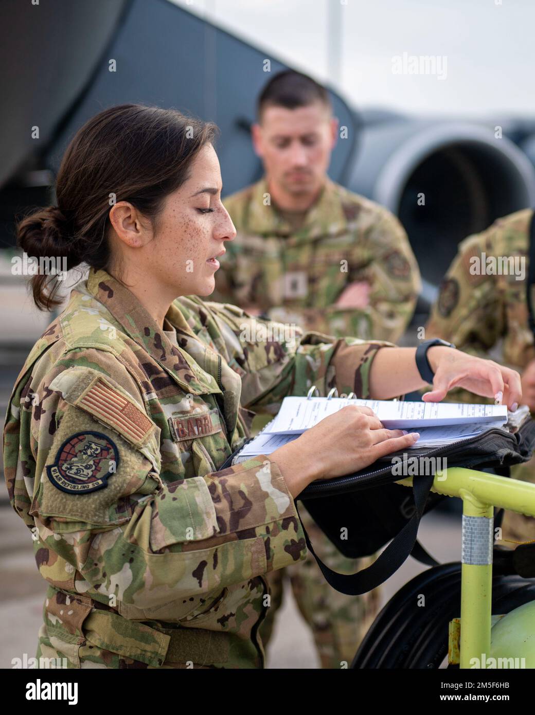 U.S. Air Force Capt. Kat Ybarra, a pilot assigned to the 91st Air ...