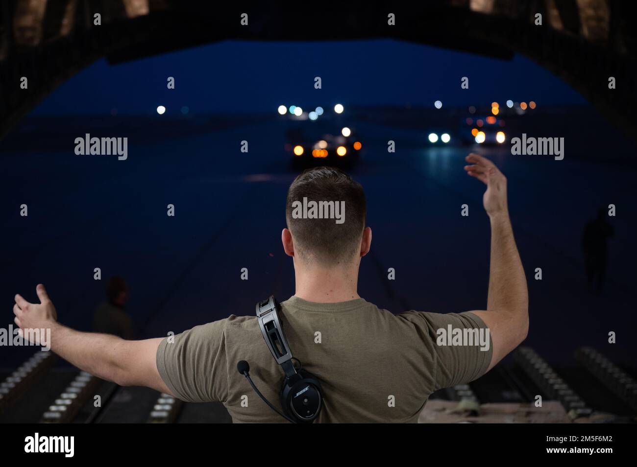 A U.S. Air Force loadmaster assigned to the 816th Expeditionary Airlift ...